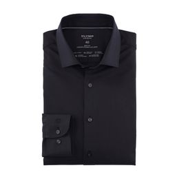 OLYMP Herren Businesshemd "Level Five body fit", schwarz, Gr. 43, Web, Obermaterial: 64% Baumwolle, 27% Polyester, 9% Elasthan, Hemden
