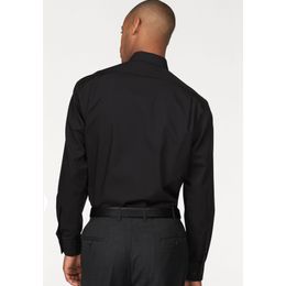 OLYMP Herren Businesshemd "Luxor modern fit", schwarz, Basic, Gr. 42, unifarben, Web, Obermaterial: 100% Baumwolle, Hemden, extra lange &Auml;rmel,
