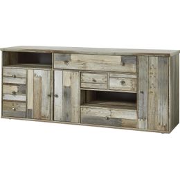Sideboard Innostyle "BONANZA", braun, B:193cm H:80cm T:48cm, Holzwerkstoff, Sideboards, Sideboard, 3 Holzt&uuml;ren, 7 Schubladen, 9 F&auml;cher, Softclose, ABS Kantenschutz