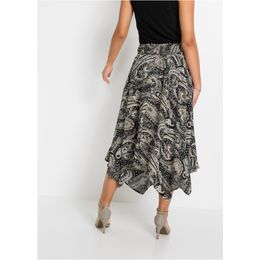 bonprix Damen Midirock, schwarz, Gr. 42, Paisley, bedruckt, Web, Obermaterial: 100% Viskose, R&ouml;cke, aus Viskose, Loose Fit, mit elastischem Bund mit
