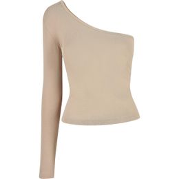 Urban Classics M&auml;dchen Langarmshirt "Urban Classics Damen Ladies Asymmetric Longsleeve"unionbeige, Gr. XXXL, unifarben, 95% Baumwolle, 5% Elasthan,