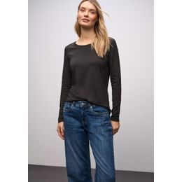 Street One Damen Rundhalsshirtschwarzest braun, Gr. 42, unifarben, Jersey, Obermaterial: 50% Baumwolle, 50% Modal, Shirts, unifarben