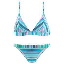 Venice Beach Damen Triangel-Bikini, gr&uuml;n, Gr. 34, gestreift, Polyamid, Bikini-Sets, aus Piqu&eacute;-Qualit&auml;t