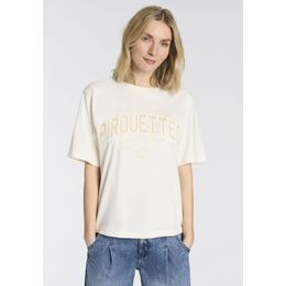 BOSS Orange Damen T-Shirt "Eregular Premium Damenmode"open wei&szlig; 118, Gr. L, bedruckt, Single Jersey, Obermaterial: 100% Baumwolle, Shirts, im Relaxed