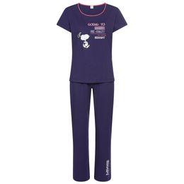 PEANUTS Damen Pyjama, Gr. 44dunkelblau bedruckt, Single Jersey, Obermaterial: 100% Baumwolle, bedruckt, unifarben, Homewear-Sets, mit Snoopy-Druck
