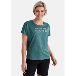 STOOKER WOMEN Damen T-Shirt "CARLY Sport T-Shirt"gr&uuml;n meliert, Gr. M, Feinstrick, 100% Polyester, Shirts, Sport T-Shirt kurzarm f&uuml;r Damen