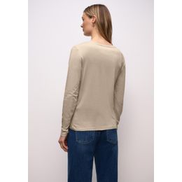 Street One Damen Rundhalsshirtcotton beige, Gr. 42, unifarben, Jersey, Obermaterial: 50% Baumwolle, 50% Modal, Shirts, unifarben