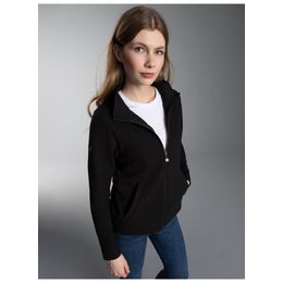 TRIGEMA Damen Sweatjacke "TRIGEMA Jacke mit funkelnden Strass-Steinen", schwarz, Gr. S, Sweatware, 55% Polyester, 45% Baumwolle, Sweatjacken