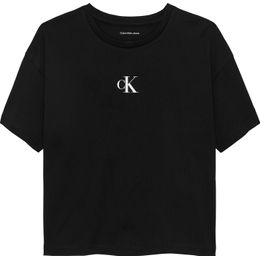 M&auml;dchen T-Shirt "CK LOGO BOXY T-SHIRT"ck schwarz, Gr. 12, Calvin Klein Jeans, Single Jersey, Obermaterial: 100% Baumwolle, Shirts, Kinder bis 16 Jahre