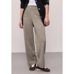 Street One Damen Stoffhoseschwarz beige, Gr. 46, unifarben, Stoff, 68% Viskose, 28% Polyester, 4% Elasthan, Hosen, High Waist