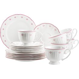 M&auml;ser Kaffeeservice M&Auml;SER "Lova", wei&szlig;, rot, 18 tlg., Porzellan, Geschirr-Sets, Kaffeeservice
