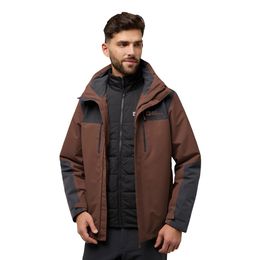 Jack Wolfskin Herren 3-in-1-Funktionsjacke "JASPER 3IN1 JKT M", braun, Gr. L, Obermaterial: 100% Polyester, Jacken, mit abnehmbarer, gef&uuml;tterter