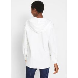 bonprix Damen Tunikawei&szlig;, Gr. 50, Obermaterial: 100% Baumwolle, Tuniken, mit Kapuze, l&auml;ssig geschnitten, mit langem Arm