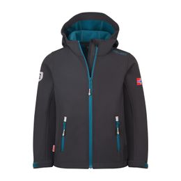 Trollkids Jungen Softshelljacke "Kids Trollfjord Jacket", schwarz, Gr. 104, Obermaterial: 94% Polyester, 6% Elasthan, Jacken, Langarm-Design, mit