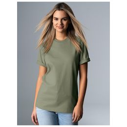 TRIGEMA Damen T-Shirt "TRIGEMA T-Shirt DELUXE Baumwolle"salbei, Basic, Gr. XL, Single Jersey, 100% Baumwolle, Shirts