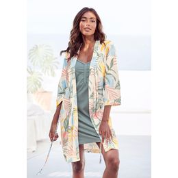 Damen Kimono, VIVANCE DREAMS BY LASCANA, Gr. 36, bunt, Baumwoll-Mix, gemustert, Hausm&auml;ntel, uni oder mit floralem Druck