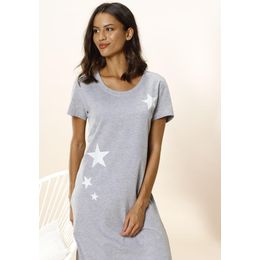 Damen Nachthemd, VIVANCE DREAMS BY LASCANA, Gr. 32, wei&szlig;, Single Jersey, Obermaterial: 90% Baumwolle, 10% Polyester, gemustert, Kleider, mit s&uuml;&szlig;em
