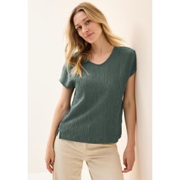 Cecil Damen T-Shirt, gr&uuml;n, Gr. L, unifarben, Jersey, Obermaterial: 64% Polyester, 34% Viskose, 2% Elasthan, Shirts, in gesmokter Struktur