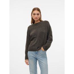 V&eacute;ro Moda VERO MODA Damen Strickpullover "VMBOOM LS O-NECK PULLOVER GA NOOS", braun, Gr. S, meliert, Strick, Obermaterial: 85% Polyester, 7% Polyacryl, 5%