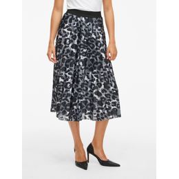 Plisseerock Vila "VINITBAN PRINT SKIRT - NOOS", Damen, Gr. L (40), grau (glacier gray aop:kia), Web, Obermaterial: 96% Polyester, 4% Elasthan, bedruckt, regular fit wadenlang, R&ouml;cke