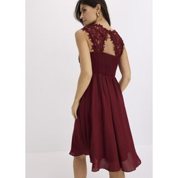 bonprix Damen Minikleid "Minikleid mit Spitze"rubinrot, Gr. 40, Obermaterial: 100% Polyester. Futter: 100% Polyester. Spitze: 100% Polyester,