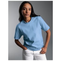 TRIGEMA Damen T-Shirt "TRIGEMA Heavy T-Shirt aus 100% recycelter Baumwolle", blau, Basic, Gr. S, 100% Baumwolle (recycelt), Shirts