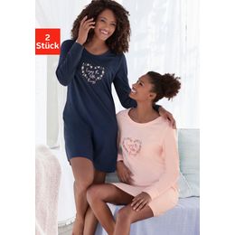 Damen Nachthemd, VIVANCE DREAMS BY LASCANA, Gr. 40, bunt, Single Jersey, Obermaterial: 100% Baumwolle, unifarben mit Farbeins&auml;tzen, Kleider, mit
