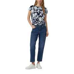 s.Oliver Damen Kurzarmshirt, blau, Gr. 38, gemustert, Jersey, Obermaterial: 95% Viskose, 5% Elasthan, Shirts, Sommershirt mit grafischem Muster