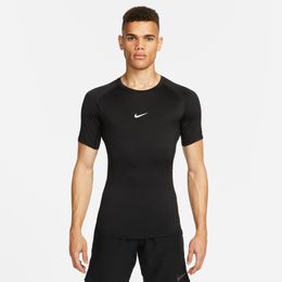 Nike Herren Trainingsshirt "M NP DF TIGHT TOP SS", schwarz-wei&szlig;, Gr. M, Obermaterial: 90% Polyester, 10% Elasthan, Shirts, eng anliegender Schnitt,