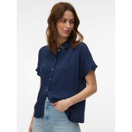 V&eacute;ro Moda VERO MODA Damen Kurzarmbluse "VMALICE SS SHIRT WVN NOOS"navy blazer, Gr. XL, unifarben, Web, Obermaterial: 100% Viskose, Blusen, Viskose