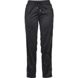 Stoffhose Urban Classics "Urban Classics Damen Ladies Button Up Track Pants", Damen, Gr. XS, US-Gr&ouml;&szlig;en, schwarz, wei&szlig;, 100% Polyester, unifarben, normal, Hosen Stoffhose