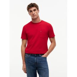 Tommy Hilfiger Herren T-Shirt "ESSENTIAL SOLID POCKET TEE", rot, Gr. XL, Single Jersey, Obermaterial: 100% Baumwolle, Shirts