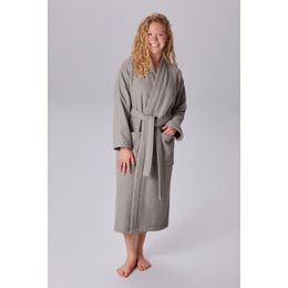 Unisex-Bademantel OTTO HOME, L:120cm, grau, Frottier, Hausm&auml;ntel, "Merida, Waffelpiqu&eacute;, Premium Qualit&auml;t, 500 g/m&sup2;, Morgenmantel", Hotelbademantel,