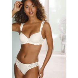 Lascana Damen Schalen-BH "Flora", Gr. 75, beige, Microtouch, Obermaterial: 88% Polyamid, 12% Elasthan, BHs, mit wundersch&ouml;nen Spitzentr&auml;gern und