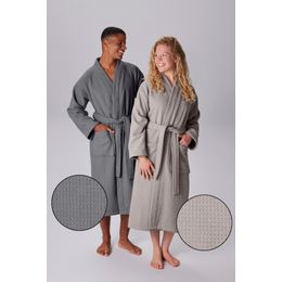 Unisex-Bademantel OTTO HOME, L:120cm, grau, Frottier, Hausm&auml;ntel, "Merida, Waffelpiqu&eacute;, Premium Qualit&auml;t, 500 g/m&sup2;, Morgenmantel", Hotelbademantel,