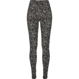 Urban Classics Damen Leggings "Urban Classics Damen Ladies Soft AOP Leggings", schwarz-wei&szlig;, Gr. XS, 85% Polyester, 15% Elasthan, Hosen