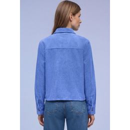 Street One Damen Langarmbluse, blau, Gr. 42, unifarben, Web, Obermaterial: 100% Baumwolle, Blusen, in Cord-Qualit&auml;t