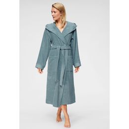Damenbademantel OTTO HOME, L:120cm, blau, Walkfrottee, Hausm&auml;ntel, "Livia, ideal f&uuml;r Sauna & Spa, Hotelbademantel", gemusterter Bord&uuml;re, langer