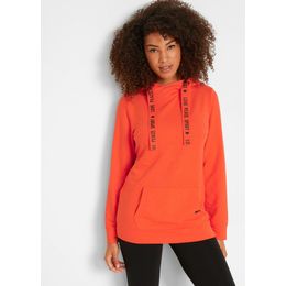 bonprix Damen Kapuzensweatshirtblutorange, Gr. 56, unifarben, Sweatware, Obermaterial: 57% Viskose, 38% Polyester, 5% Elasthan, Sweatshirts, bequeme