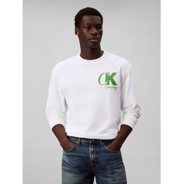 Calvin Klein Herren Sweatshirt "LS EU 350TERRY CK OVERLAP GRAPHI", wei&szlig;, Gr. XXL, unifarben, Sweatware, Obermaterial: 100% Baumwolle, Sweatshirts,