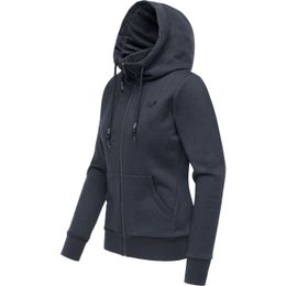 Ragwear Damen Kapuzensweatjacke "Neskia Zip", blau, Gr. XS, Material: 70% Baumwolle, 30% Polyester, Sweatjacken, Weiche Sweatjacke mit Kapuze