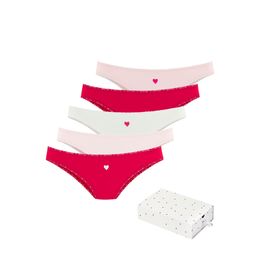 Lascana Damen Brasilslip "Geschenk Box", Gr. 40, rot, Single Jersey, Obermaterial: 95% Baumwolle, 5% Elasthan. Spitze: 90% Polyamid, 10% Elasthan,