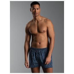 TRIGEMA Herren Boxershorts "TRIGEMA Boxer-Shorts mit freundlichem Smiley-Muster", Gr. L, blau, 100% Baumwolle, Unterhosen