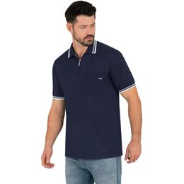 TRIGEMA Herren Poloshirt "TRIGEMA Poloshirt mit Rei&szlig;verschluss", blau, Basic, Gr. M, Piqu&eacute;, 100% Baumwolle, Shirts
