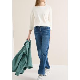 Cecil Damen Langarmshirt, wei&szlig;, Gr. XL, unifarben, Web, 48% Baumwolle, 48% Modal, 4% Elasthan, Shirts, mit 3/4 &Auml;rmeln