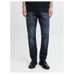 Jack & Jones Tapered-fit-Jeans JACK & JONES "JJIMIKE JJORIGINAL CJ SN", Herren, Gr. 38, L&auml;nge 32, blau (blau denim), Denim/Jeans, Obermaterial: 99% Baumwolle, 1% Elasthan, Abriebeffekte, bequem lang, Jeans, mit Five-Pocket-Design
