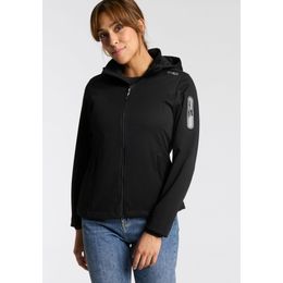 CMP Damen Softshelljacke "WOMAN JACKET DET HOOD", schwarz, Gr. 48, Softshell, Obermaterial: 100% Polyester. Futter: 100% Polyester. Innenseite: 100%