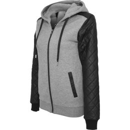 Urban Classics Damen Sweatjacke "Urban Classics Damen"grau schwarz, Gr. XS, unifarben, 63% Baumwolle, 37% Polyester, Sweatjacken