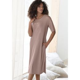 Damen Nachthemd, VIVANCE DREAMS BY LASCANA, Gr. 32, lila, Single Jersey, Obermaterial: 100% Baumwolle, unifarben, Kleider, mit sch&ouml;nem Foildruck