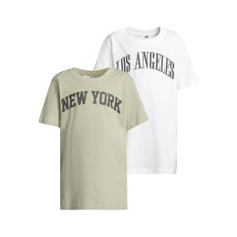 Urban Classics Shirt 'New York & Los Angeles College' girl Green, White size 122/128